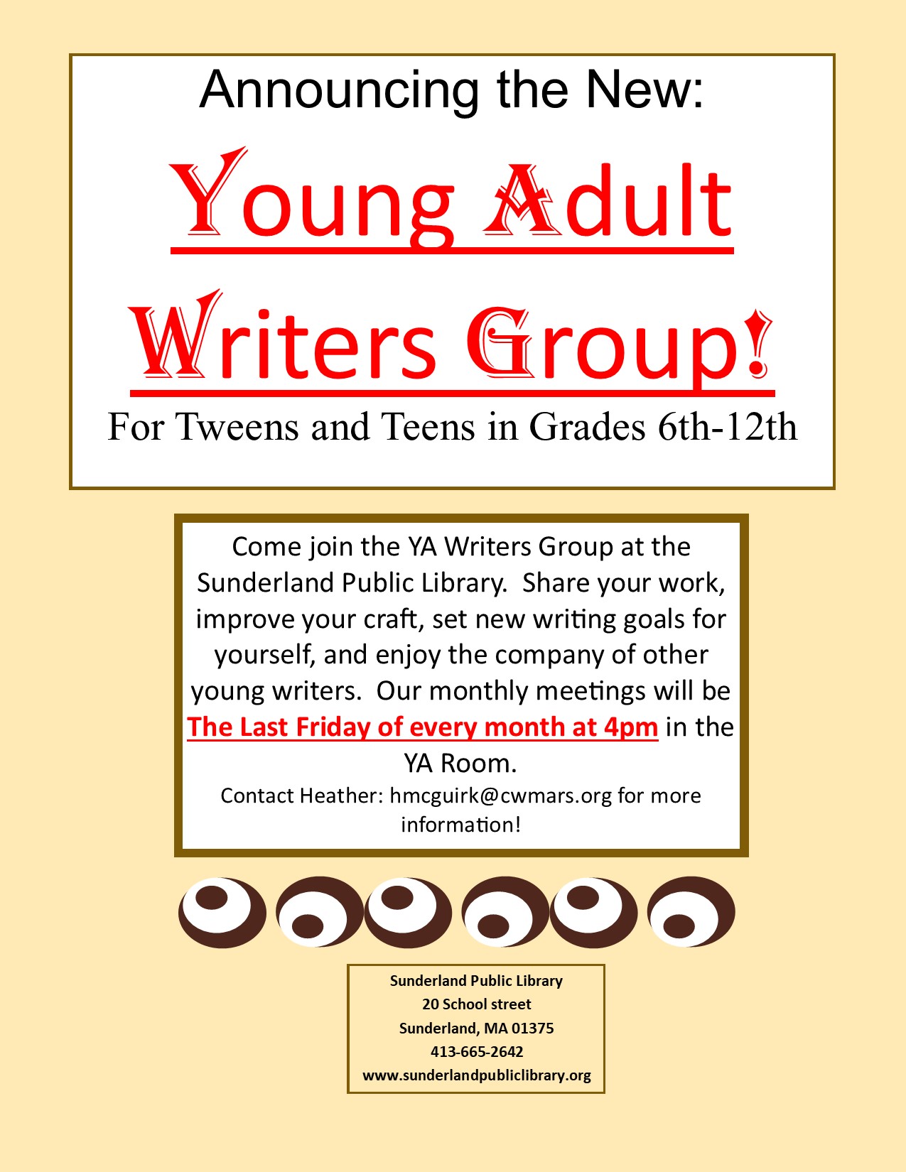 Young Adult Programs – Sunderland Public Library